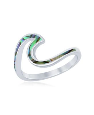 Sterling Silver Abalone Wave Design Ring - Macy's