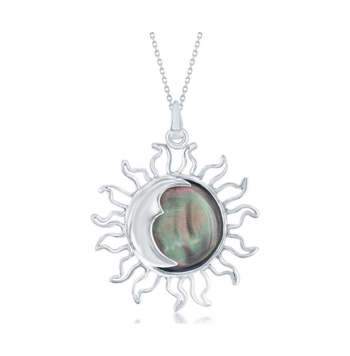 Click here for Sterling Silver Sun & Moon Abalone Pendant Necklac... prices