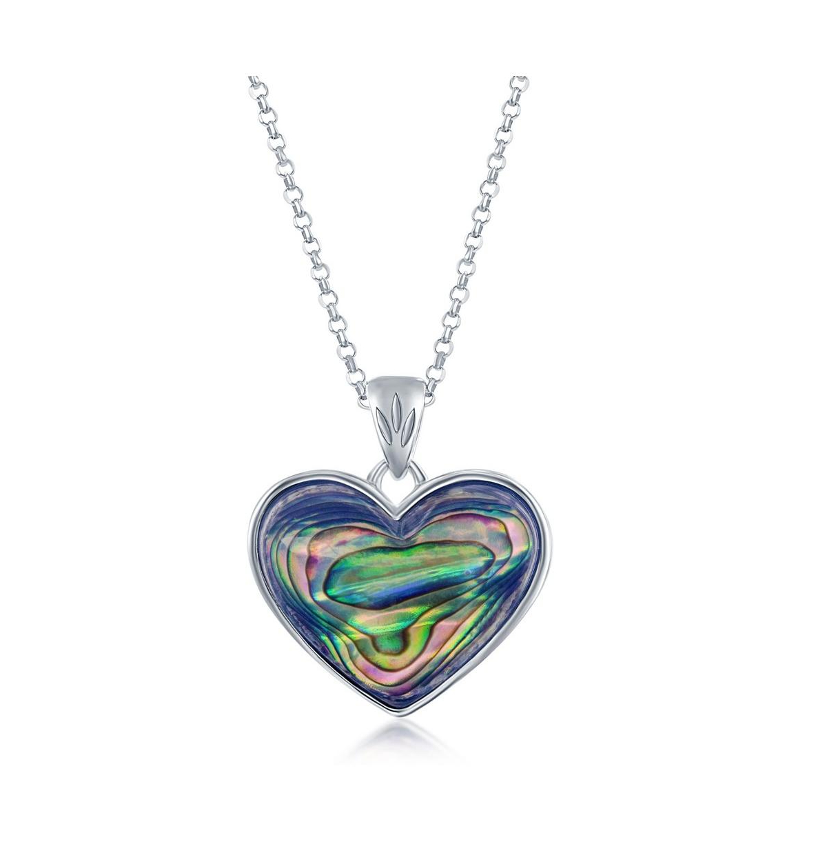 Click here for Sterling Silver Abalone Heart Pendant Necklace - S... prices