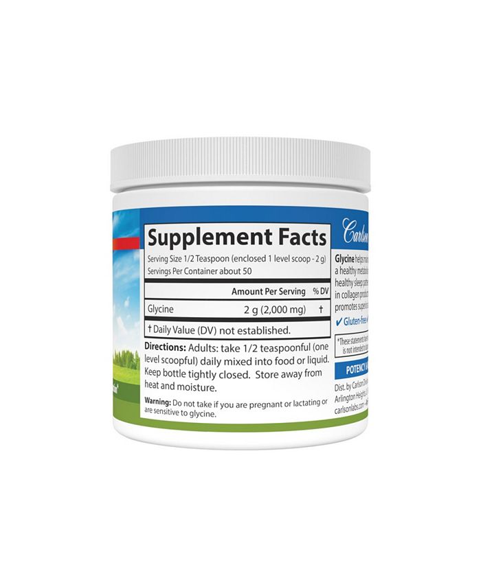 Carlson Labs Carlson - Glycine Powder, 2000 mg Glycine, Amino Acid ...