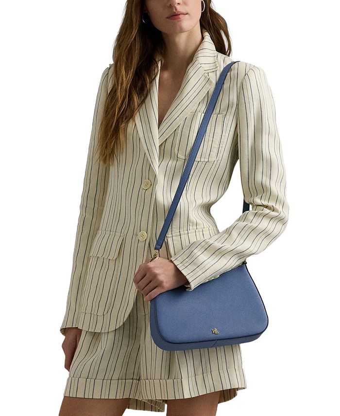 Lauren Ralph Lauren Women's Crosshatch Leather Medium Danni Shoulder ...