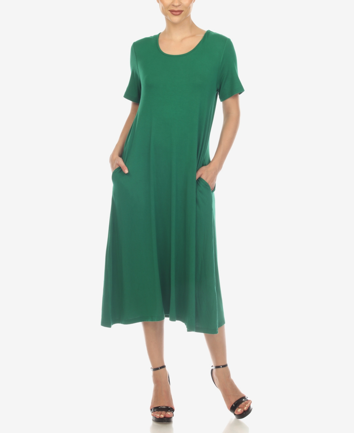 Click here for White Mark Womens Short Sleeve Midi Dress - Green prices