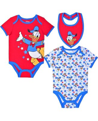Baby Boys and Girls Donald Duck Red, White Mickey & Friends Bodysuit ...
