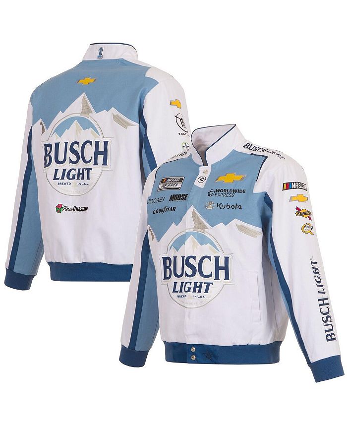 JH Design Men's White Ross Chastain Busch Light Twill Driver Uniform ...