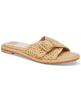 Dolce Vita Women's Alanzo Raffia Buckle Slide Flat Sandals - Macy's