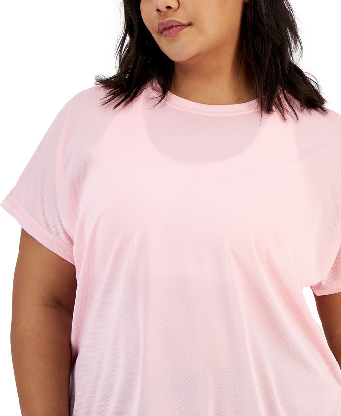 ID Ideology Plus Size Birdseye-Mesh Dolman-Sleeve Top, Created for Macy ...
