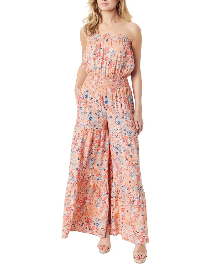 Jessica Simpson Women's Devyn Strapless Smocked Jumpsuit - Macy's