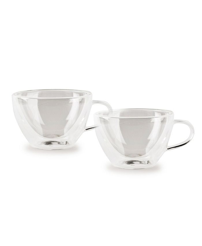 Circleware Thermax Set of 2- 8 oz Double Wall Insulated Glass Cup - Macy's
