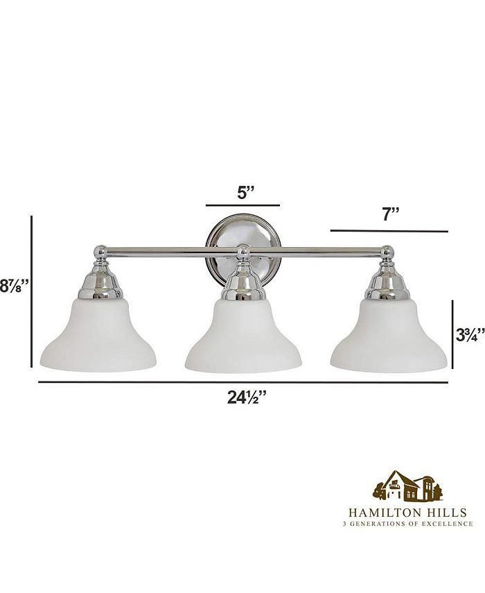 Hamilton Hills Classic Traditional Triple Light Fixture for Bathroom ...