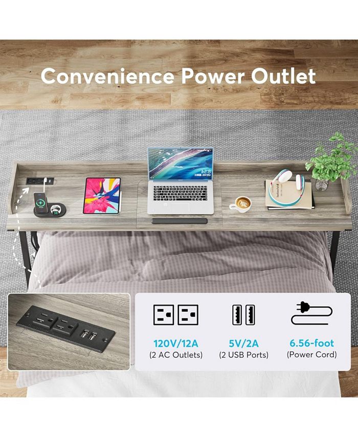 Tribesigns Overbed Table, 70.9" Queen Size Bed Table Over Bed Desk with Adjustable Tilt Board ...