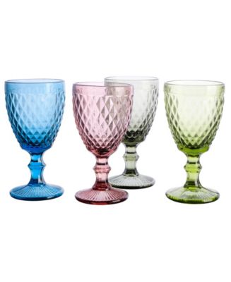 Gibson Home 4 Piece Rainbow Hue Colored Goblet Set - Macy's
