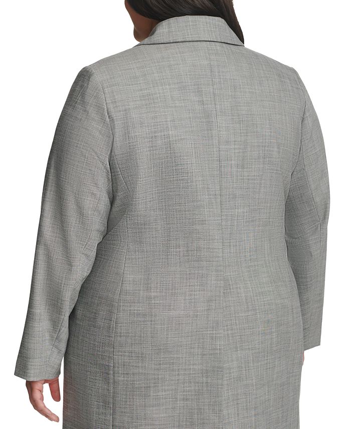 Calvin Klein Plus Size Heathered Single-Button Notched-Collar Jacket ...
