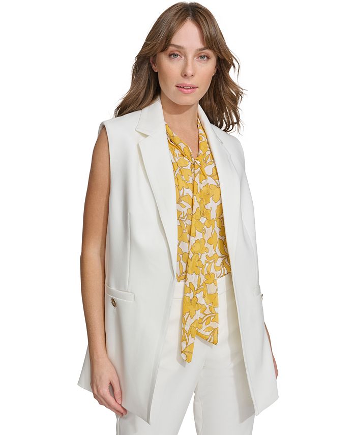 Tommy Hilfiger Women's Solid Notched-Collar Open-Front Vest - Macy's