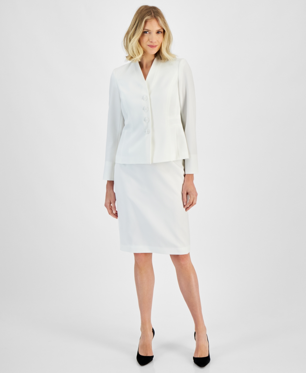 Click here for Le Suit Petite Stand-Collar Pencil Skirt Suit - Va... prices