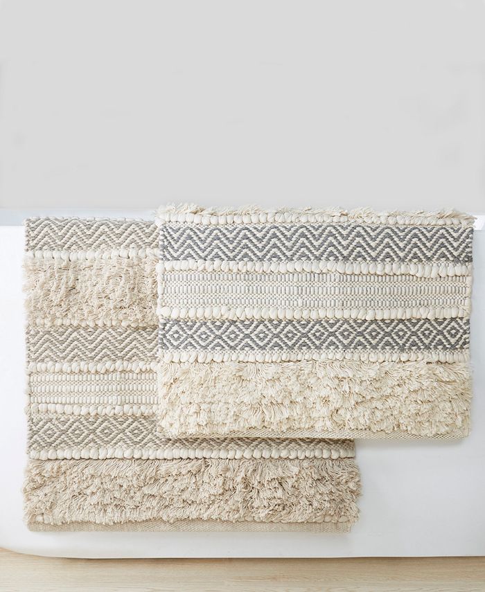 INK+IVY Asher Woven Texture Stripe Bath Rug, 22" X 58" - Macy's