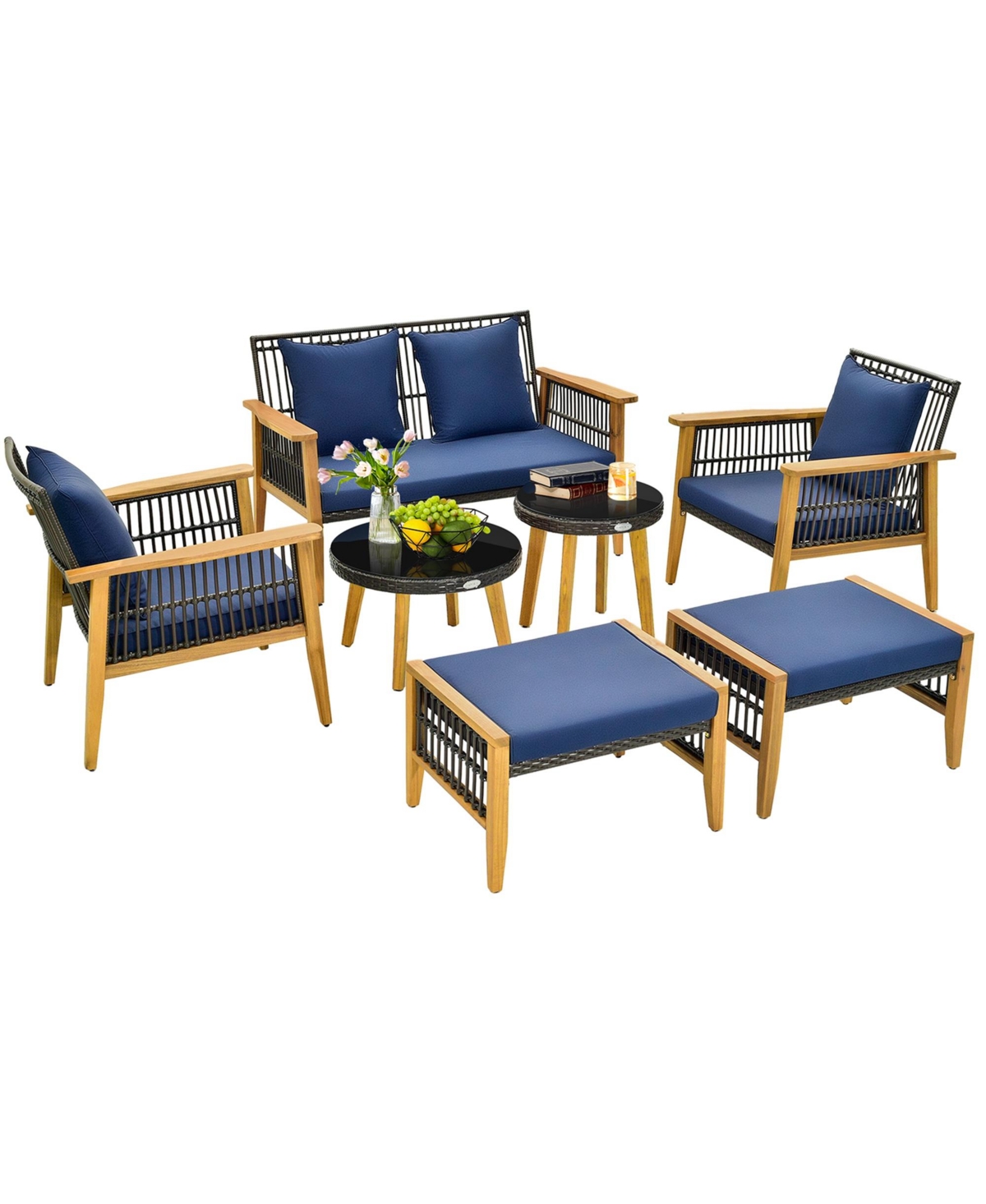 Click here for Costway 7 Piece Conversation Set Rattan Woven Chai... prices