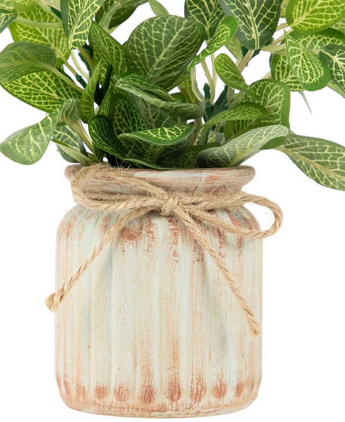 Northlight 8" Reticulated Artificial Spring Foliage in Ceramic Pot - Macy's