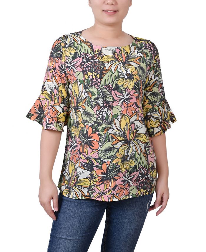NY Collection Women's Bell Sleeve Blouse - Macy's