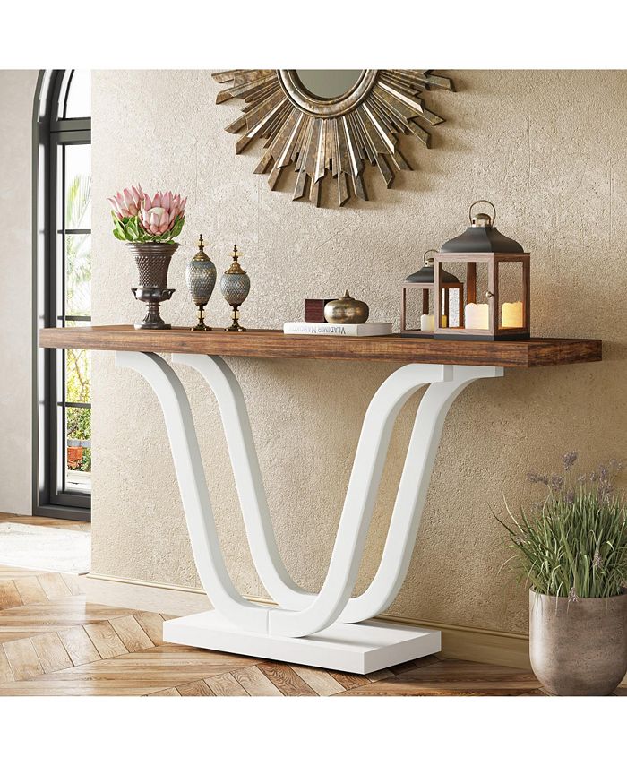 Tribesigns Farmhouse Console Table, 55 Inch Wood Sofa Table Entryway ...