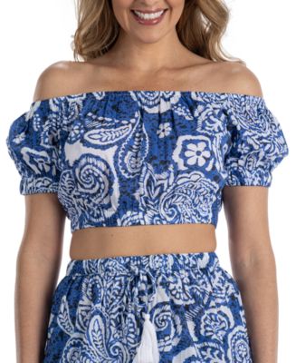 Dotti Women's Cotton Off-The-Shoulder Cover-Up Cropped Top - Macy's