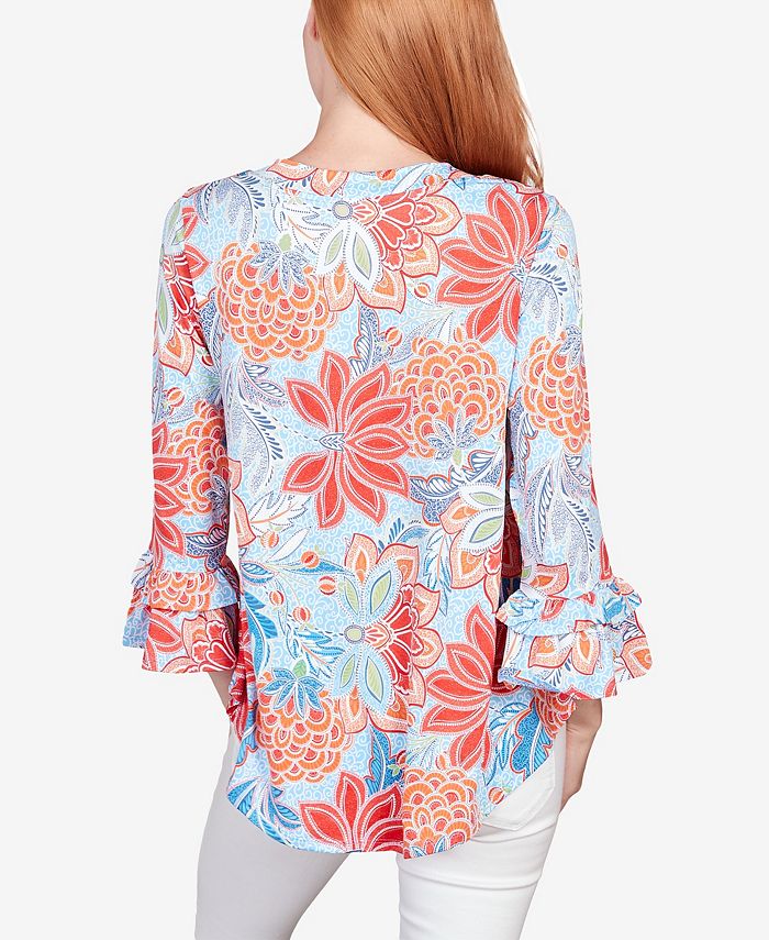 Ruby Rd. Petite Bold Floral Puff Print Top - Macy's