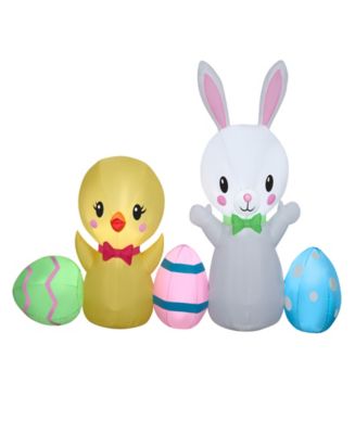 National Tree Company 78" Inflatable Easter Bunny and Chick - Macy's