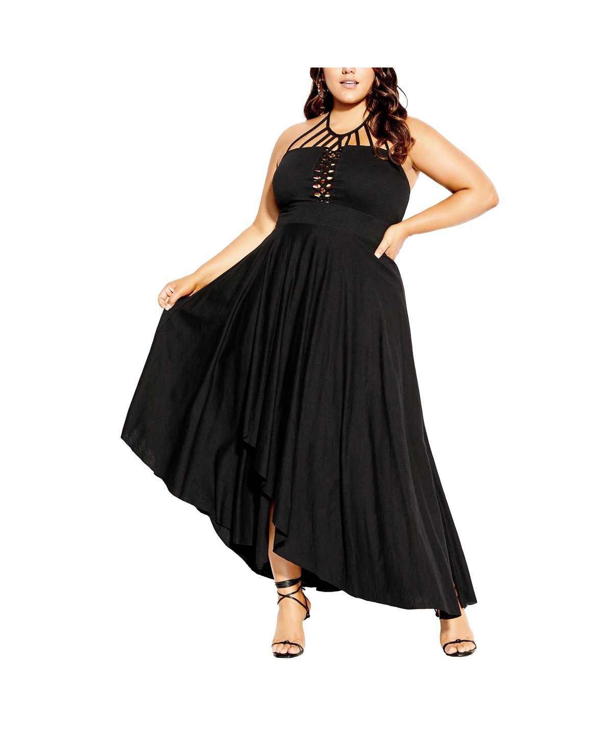 Click here for Plus Size Plait Detail Maxi Dress - Black prices