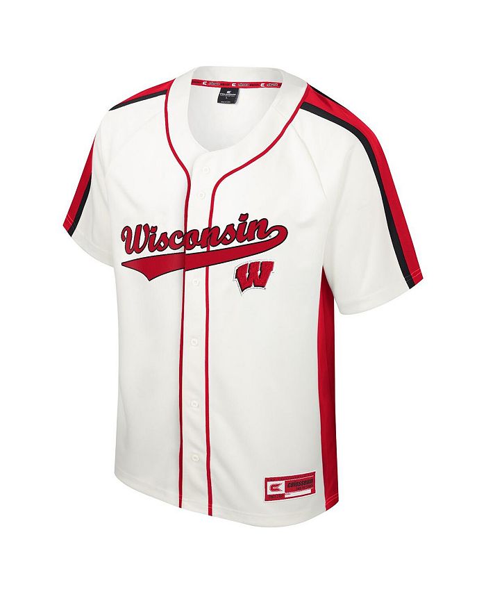 Colosseum Men's Cream Wisconsin Badgers Ruth Button-Up Baseball Jersey ...