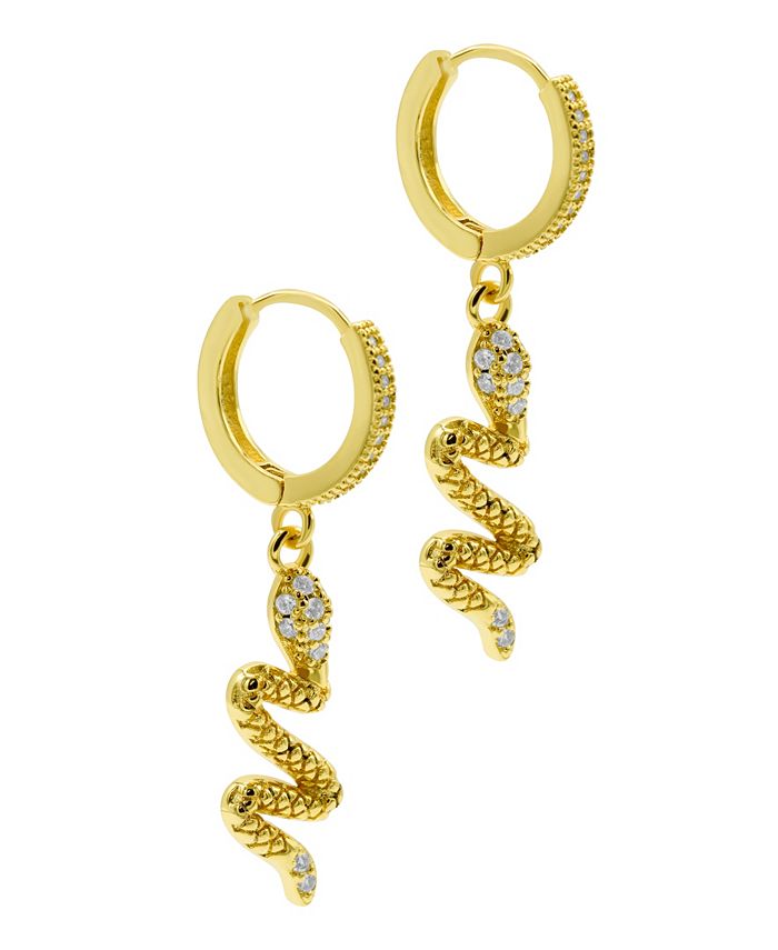 ADORNIA 14K Gold-Plated Snake Dangle Huggie Hoop Earrings - Macy's