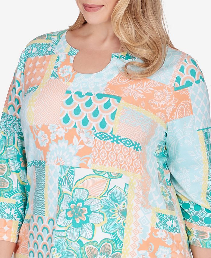 Ruby Rd Plus Size Knit Patchwork Top Macys