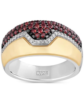 Marvel Wonder Fine Jewelry Men's Garnet (1 ct. t.w.) & Diamond (1/8 ct ...
