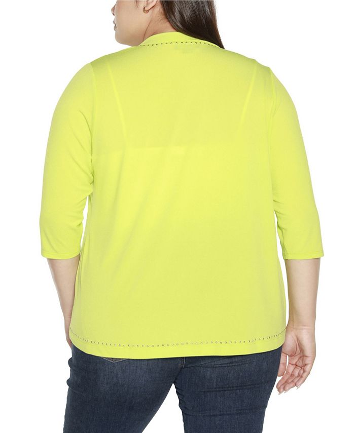 Belldini Black Label Plus Size Embellished Open-Front Knit Cardigan ...