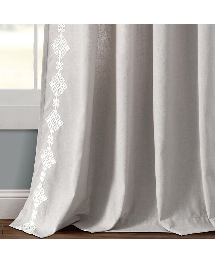 Lush Decor Luxury Modern Geo Linen Like Embroidery Border Window ...