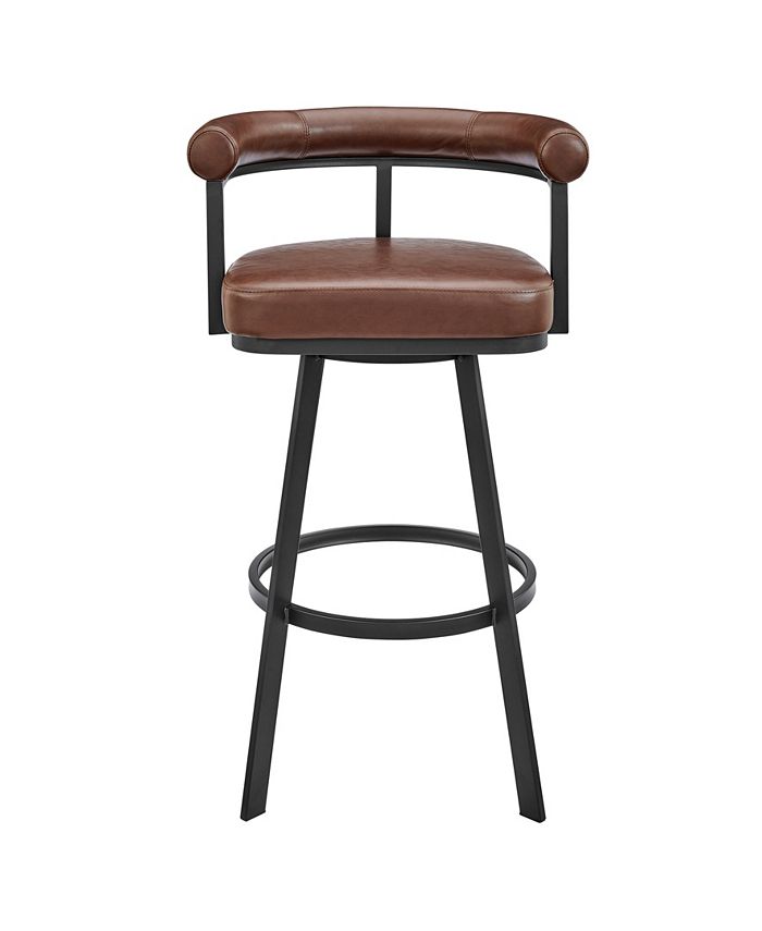 Armen Living Magnolia 26" Swivel Counter Stool in Metal with Faux ...