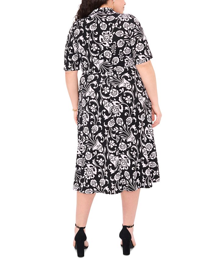 MSK Plus Size Printed Wrap Midi Dress - Macy's