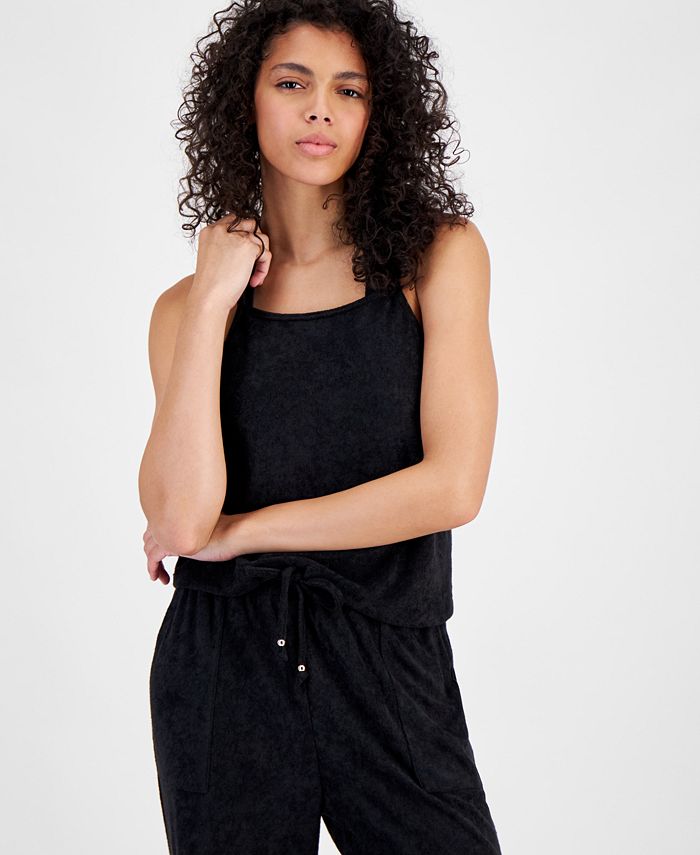 Miken Juniors' Cropped Velour Tank Top Cover-Up, Created for Macy's ...