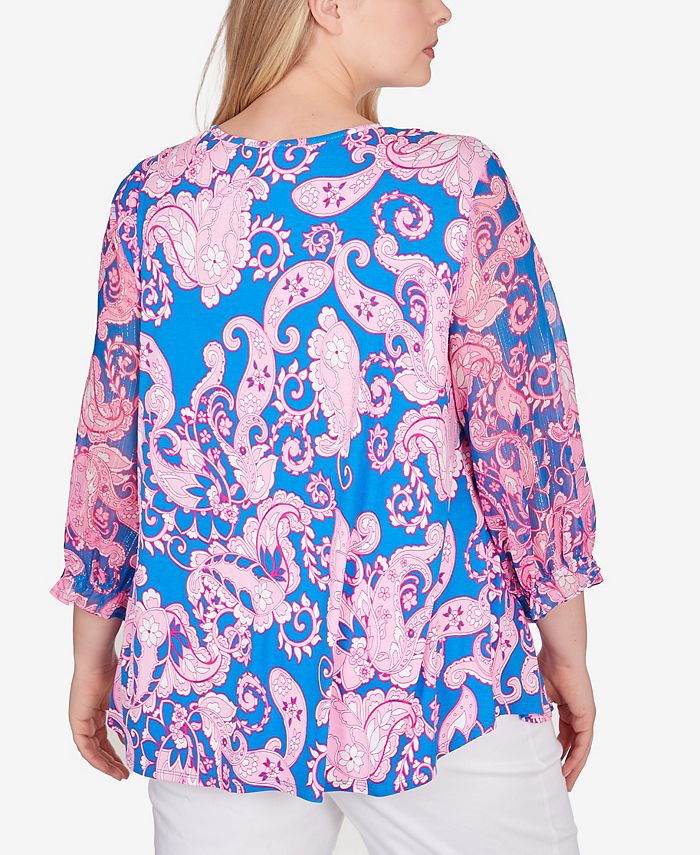 Ruby Rd. Plus Size Bright Paisley Knit Top - Macy's