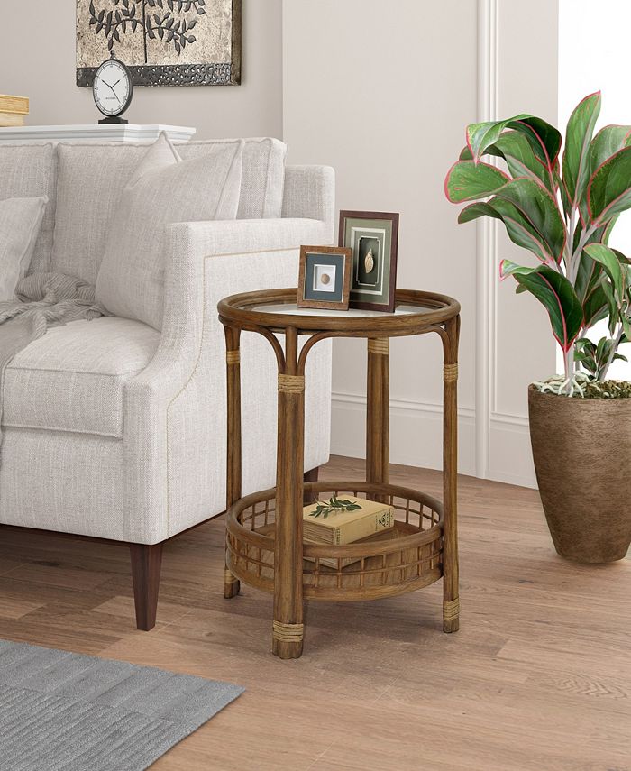 Gallerie Décor Gallerie Decor Bimini Glass Top Rattan Side Table - Macy's