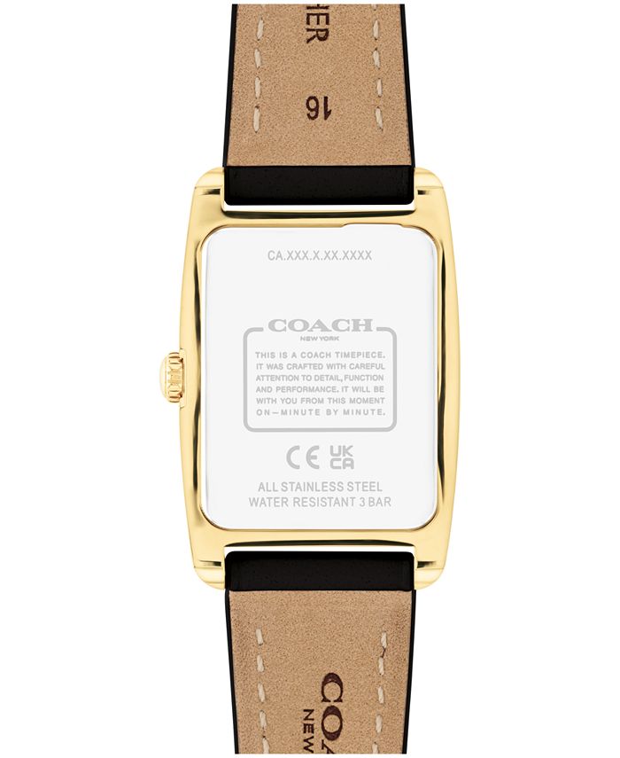COACH Women's Reese Black Leather Watch 24mm - Macy's