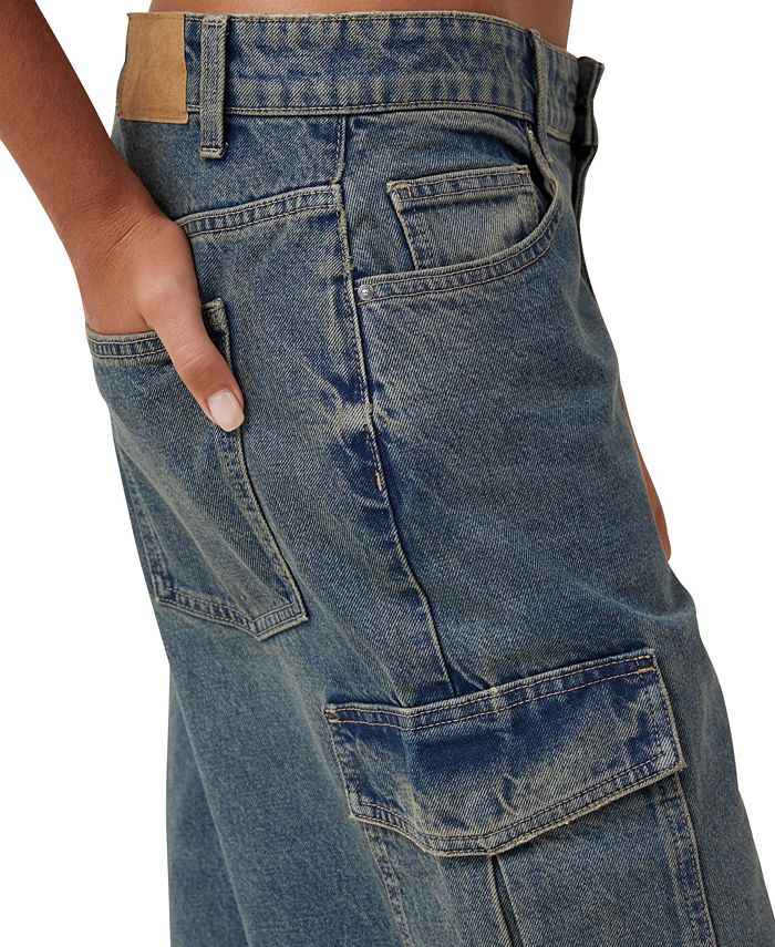 COTTON ON Women's Super Baggy Cargo Denim Jort Shorts - Macy's