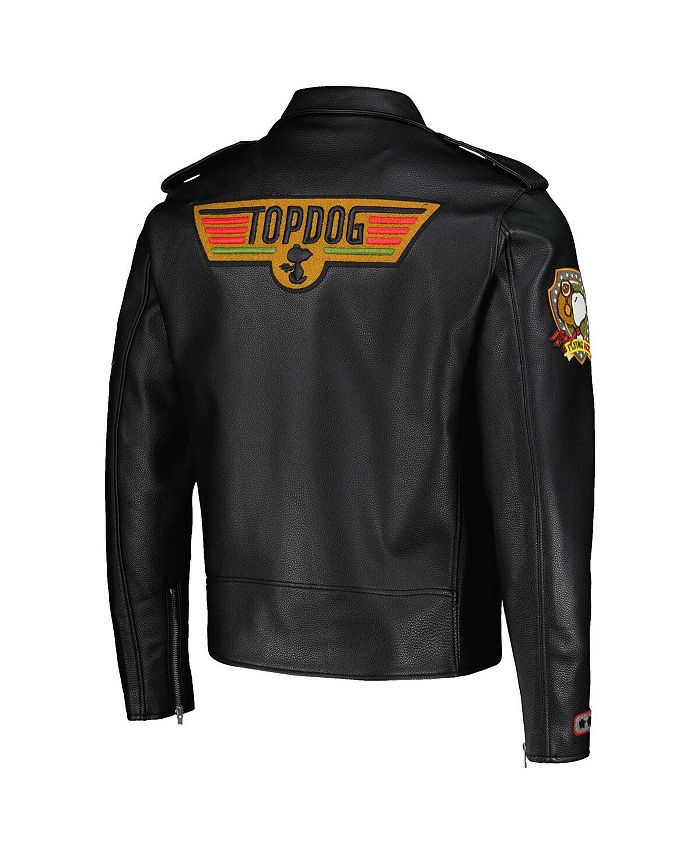 Freeze Max Men's Snoopy Black Peanuts Graphic Biker Full-Zip Jacket ...