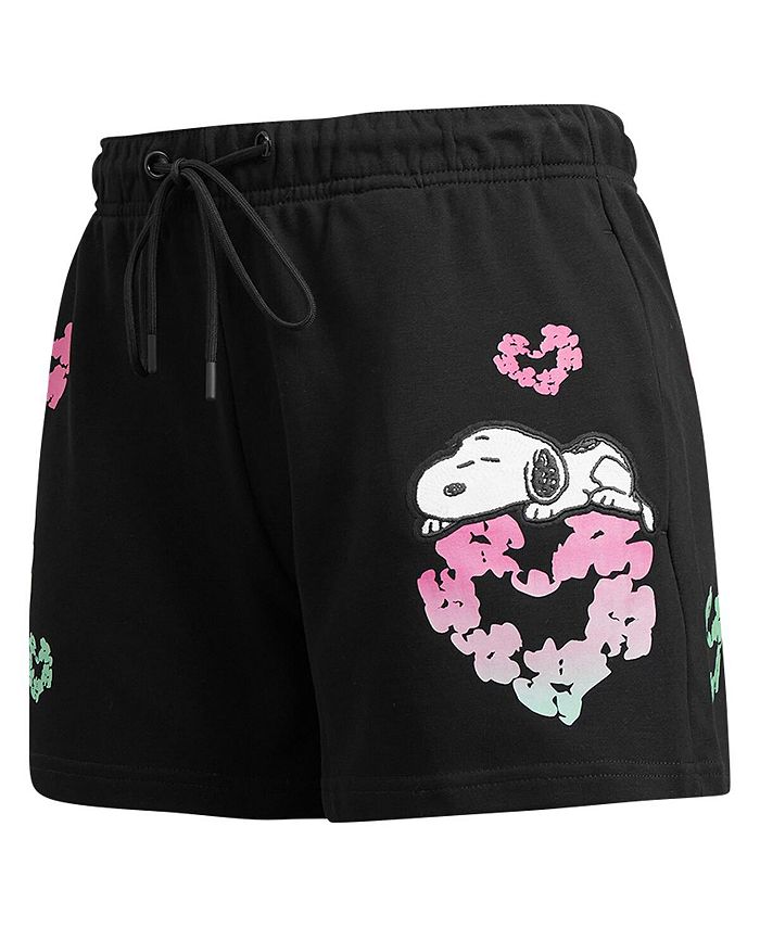Freeze Max Women's Snoopy Black Peanuts Sweet Heart Fleece Shorts - Macy's