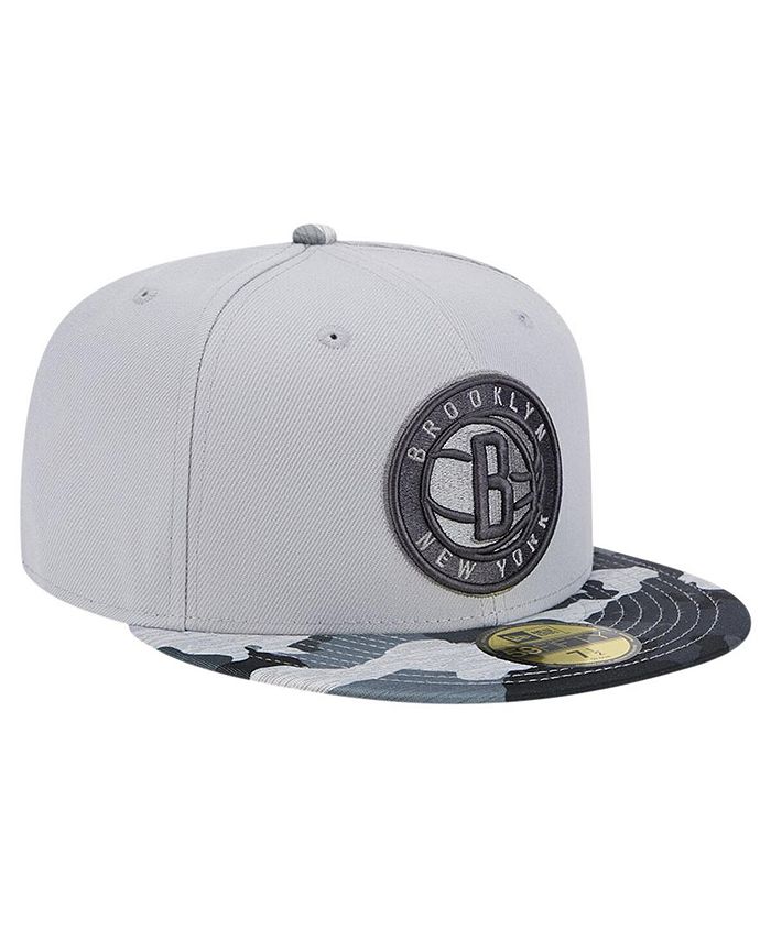 New Era Men's Gray Brooklyn Nets Active Color Camo Visor 59FIFTY Fitted ...