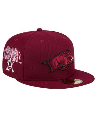Men's New Era Cardinal Arkansas Razorbacks Throwback 59FIFTY Fitted Hat ...