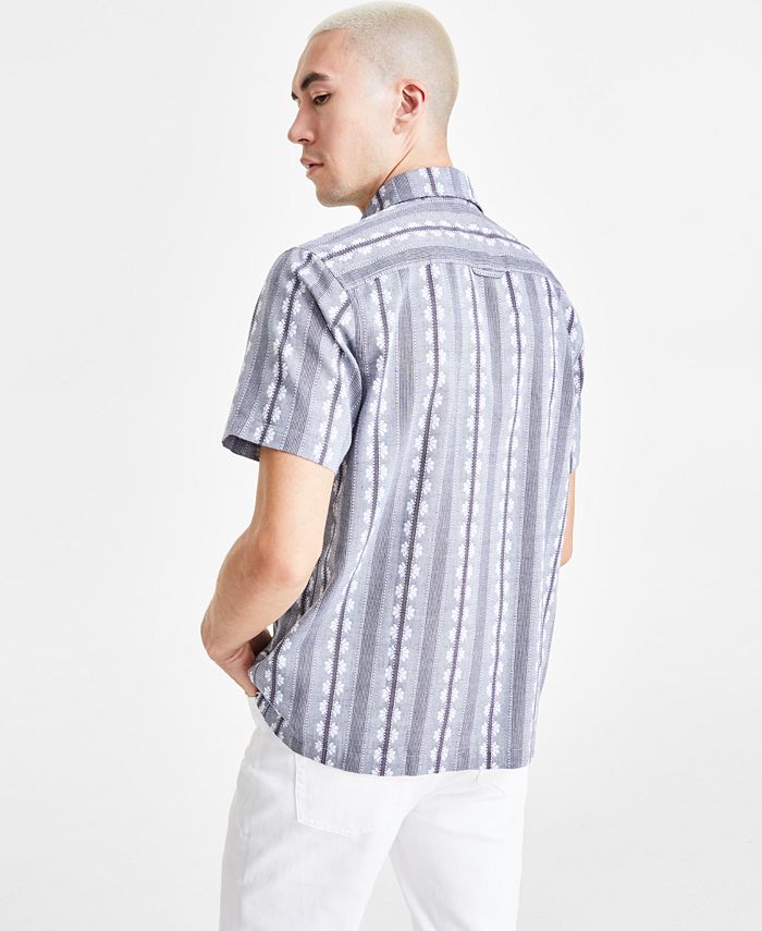 Sun + Stone Men's Elias Short Sleeve Button-Front Textured Multi-Print ...