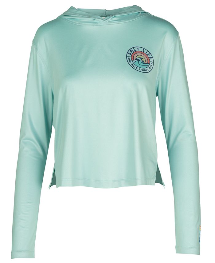 Salt Life Women's Sun Rays Wavy Days Cropped Hooded T-Shirt - Macy's