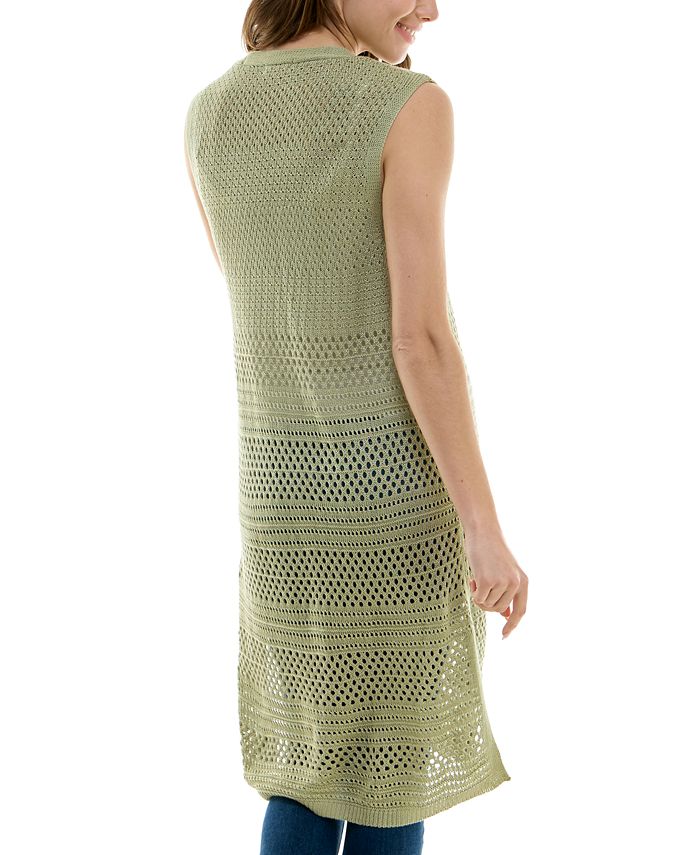 Ultra Flirt Juniors' Open-Knit Pointelle Duster Sweater Vest - Macy's