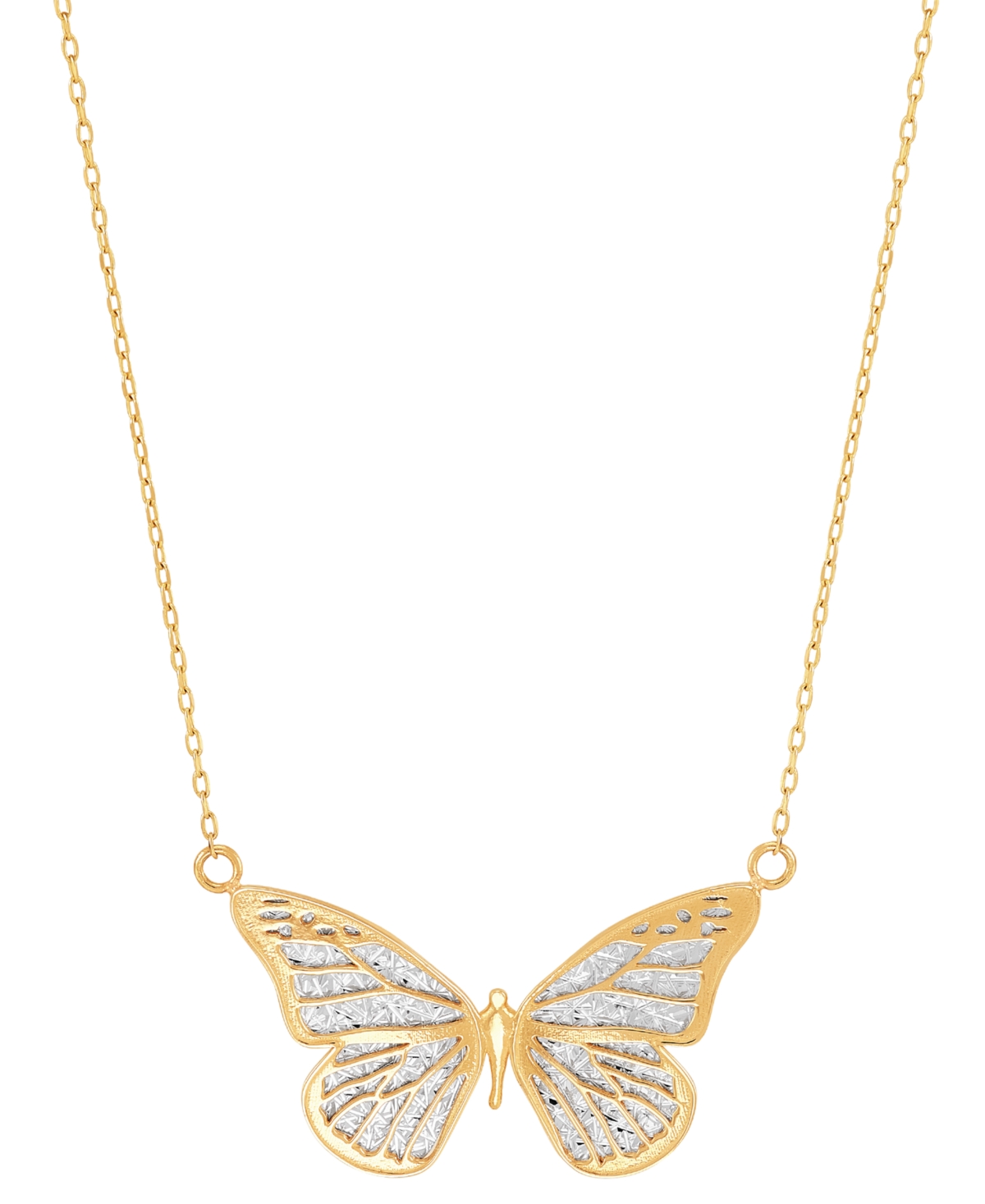 Click here for Italian Gold Two-Tone Butterfly 18 Pendant Necklac... prices