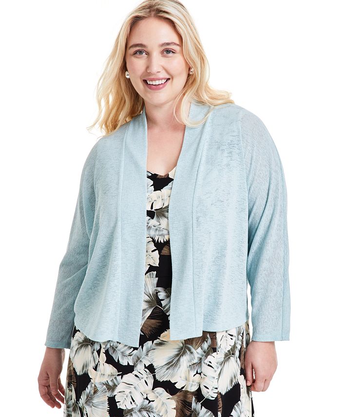 Kasper Plus Size Collarless Open-Front Jacket - Macy's