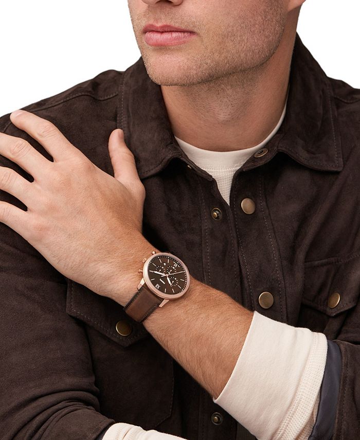 Fossil Men's Neutra Chronograph Brown Leather Watch 44mm - Macy's